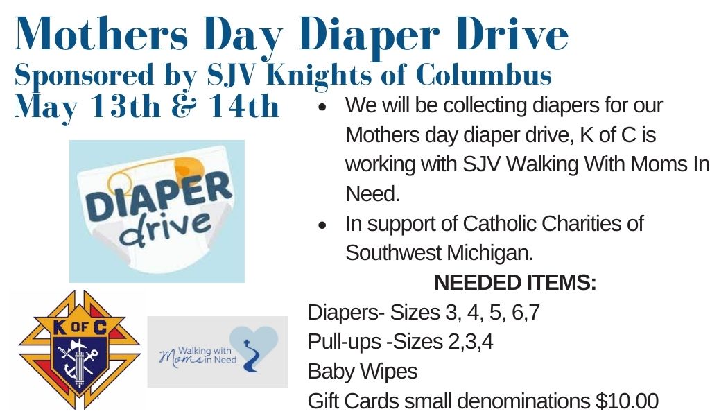Mother’s Day Diaper Drive – St. John Vianney Catholic Church