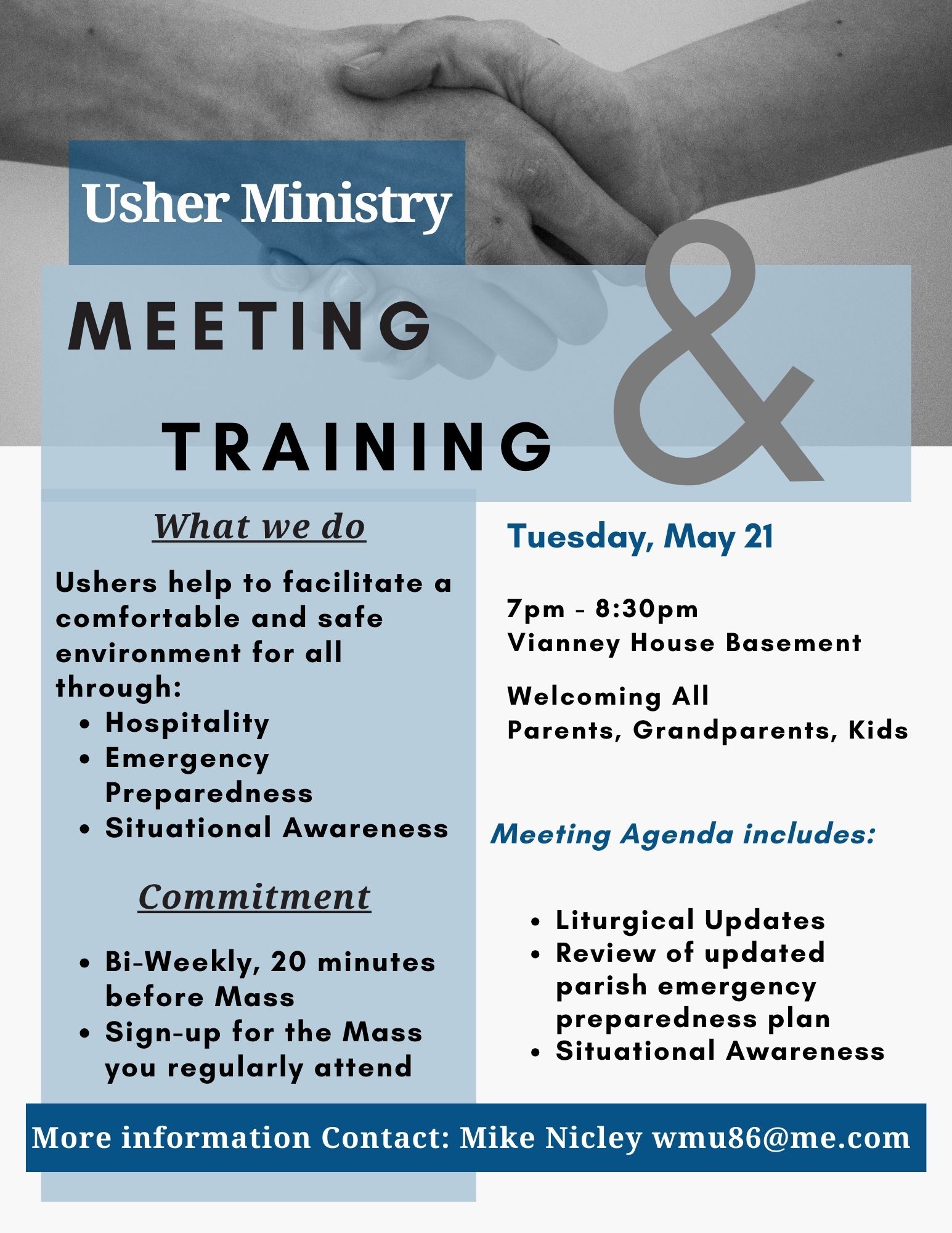 Usher Meeting & Training – St. John Vianney Catholic Church