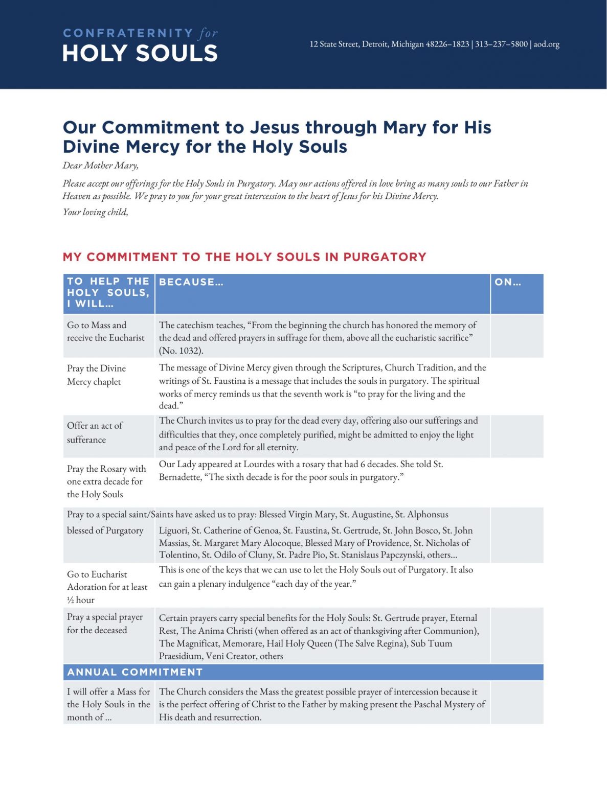 Confraternity for Holy Souls – St. John Vianney Catholic Church