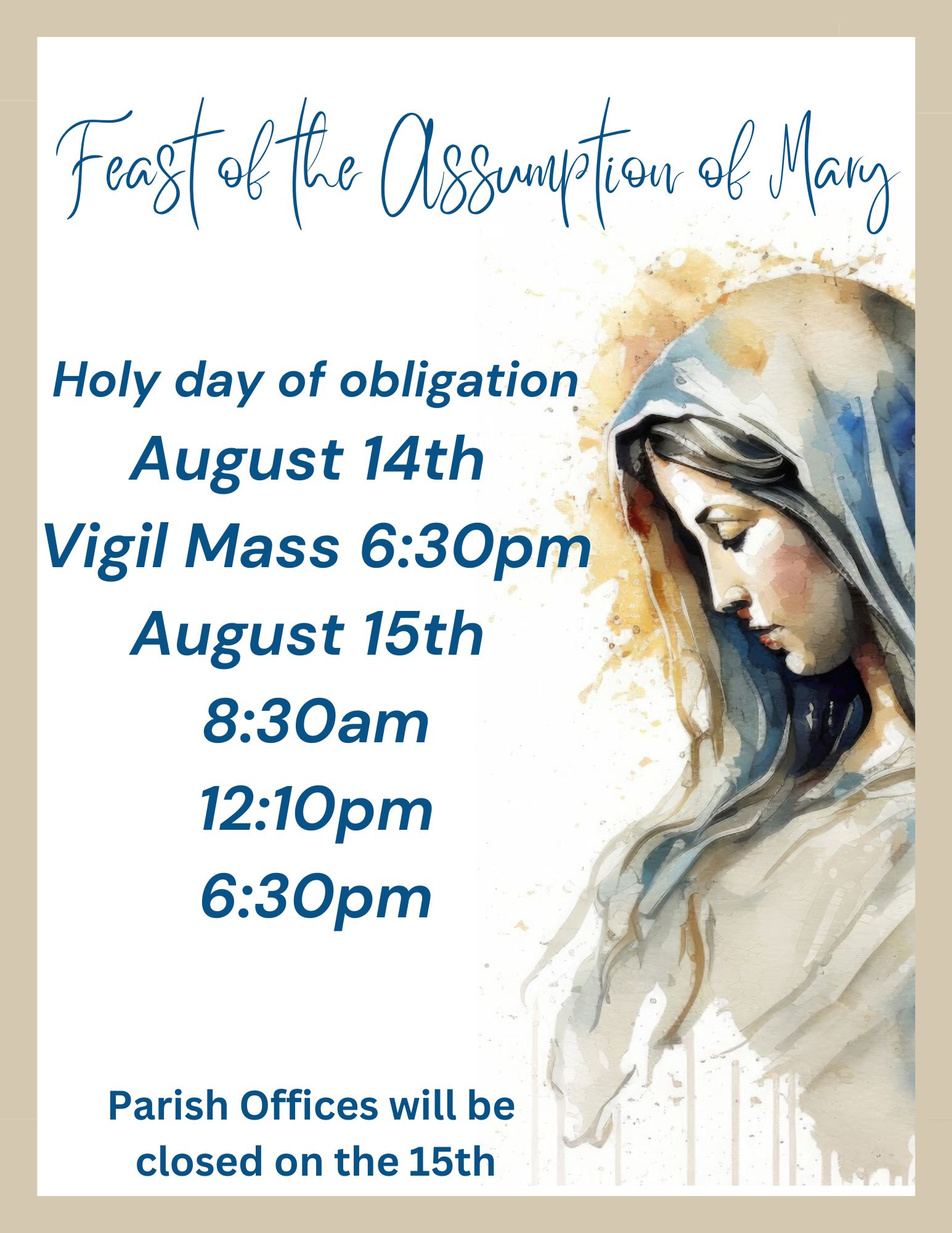 Holy Day of Obligation – St. John Vianney Catholic Church